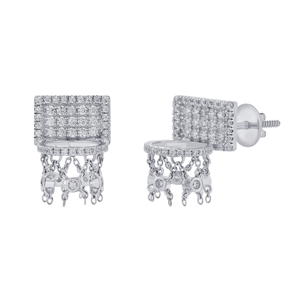 Basketball Mini Hoop Earrings – Full Diamond Backboard – White Gold ...